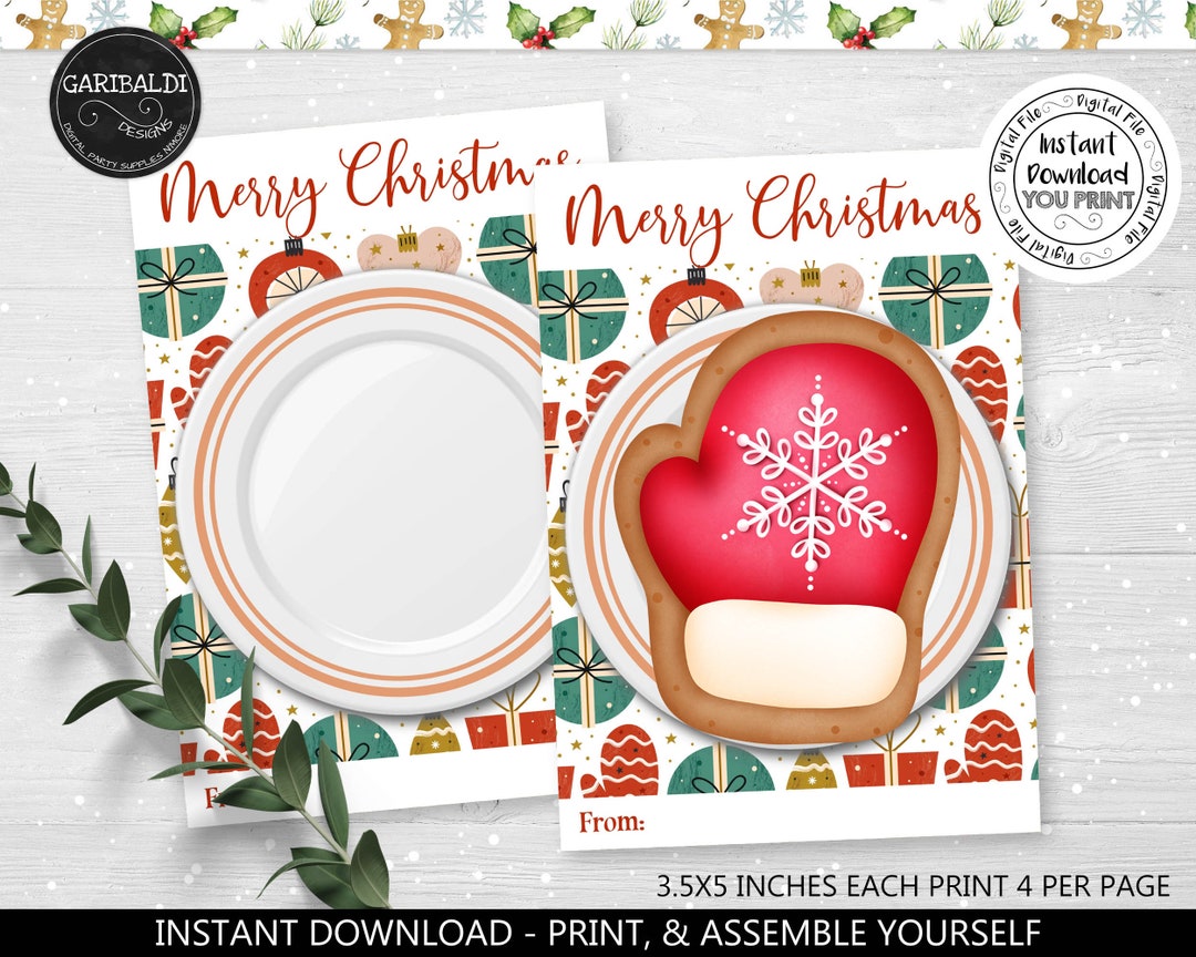 Printable Christmas Cookie Card Santa Cookie Tag Instant Download ...
