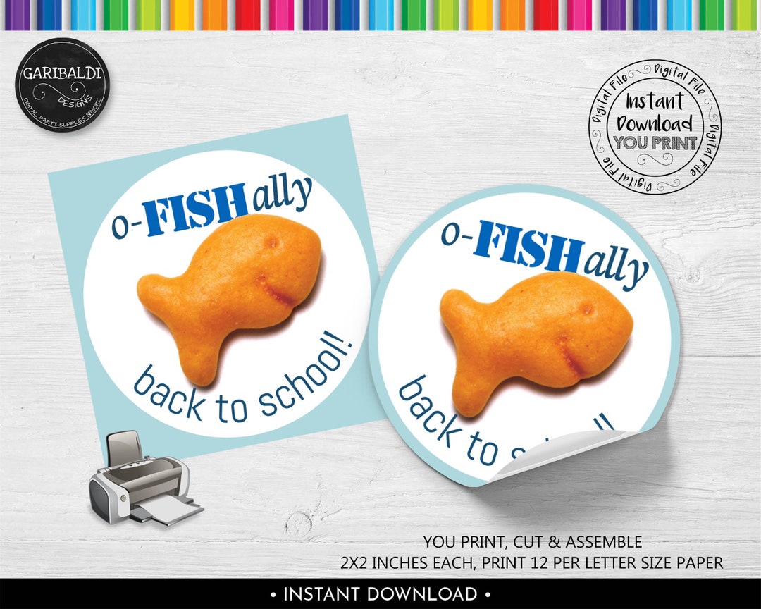 Instant Download O-fish-ally Back to School Tag, Printable First Day of ...