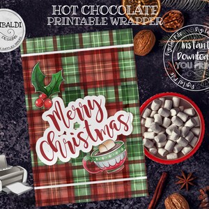 Hot Cocoa Wrapper Printable Christmas Hot Cocoa Wrapper Christmas Hot ...