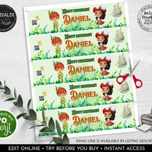 Editable Peter Pan Water Bottle Labels Neverland Birthday Party Favors ...