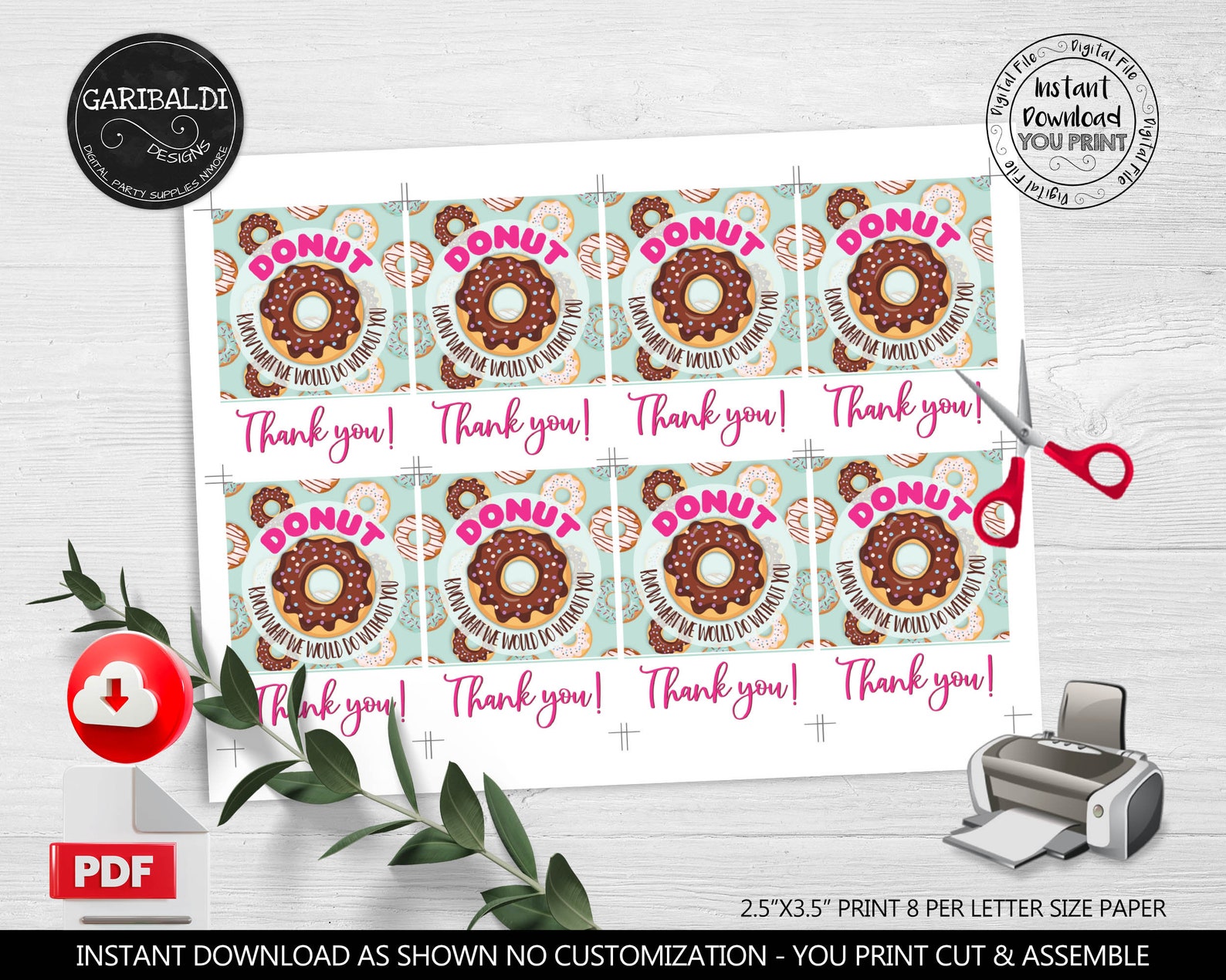 Teacher Appreciation Tags Donut Know What We'd Do Without You Gift Tag ...