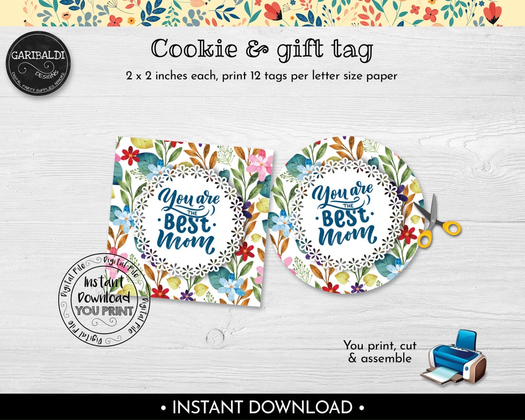 Mother's Day Gift Tag, Instant Download Mother's Day Floral Card ...