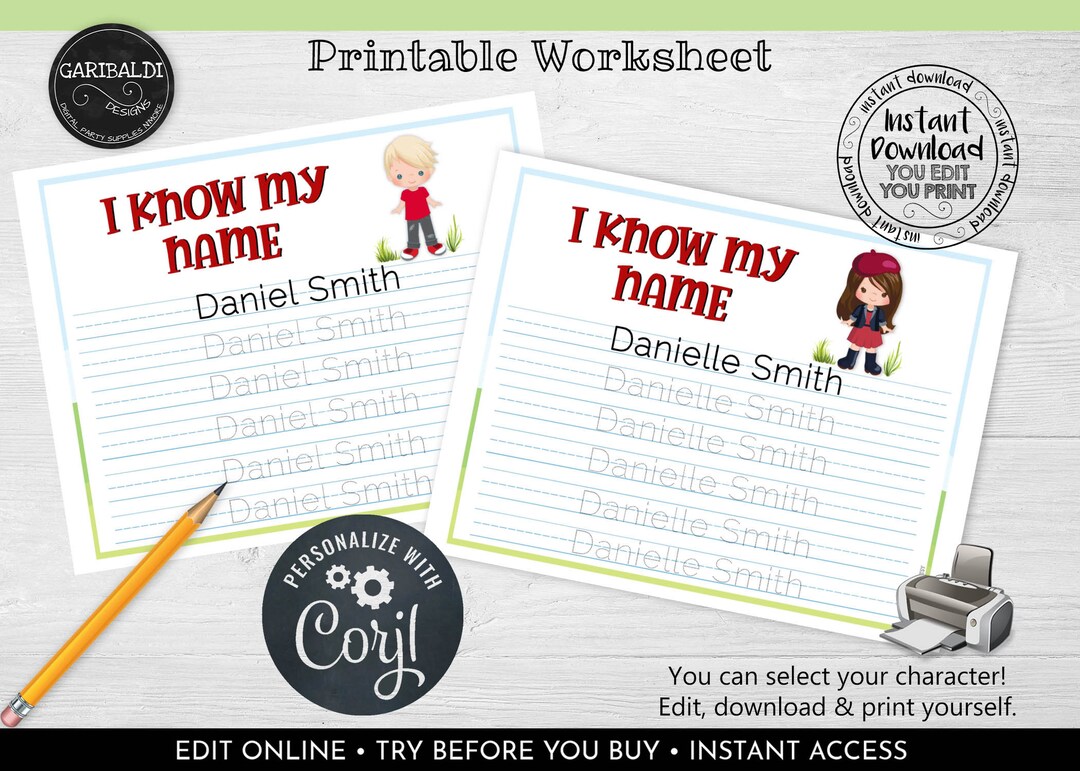 Editable Write Your Name Worksheet, Personalize Name Tracing Practice ...