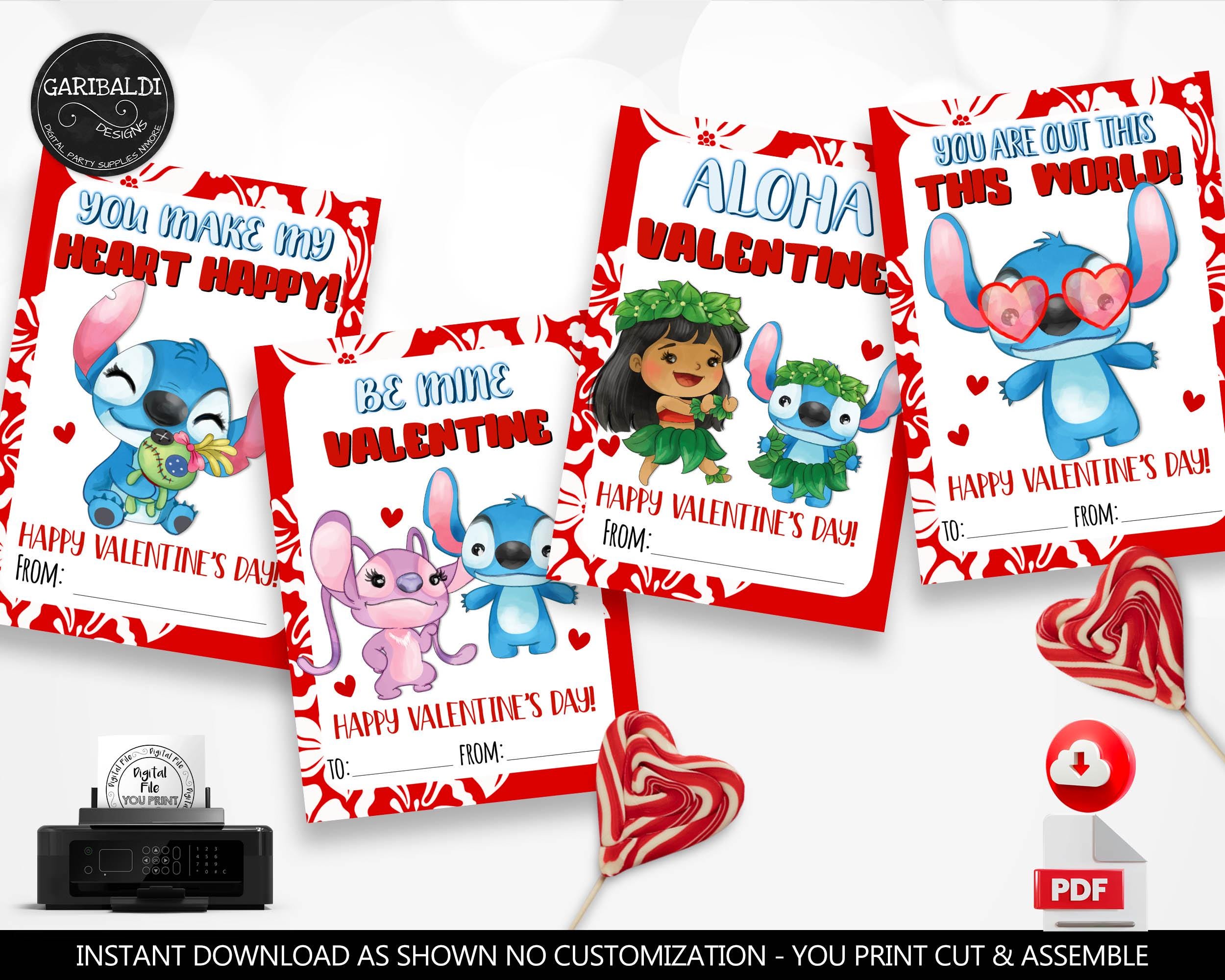 Stitch Valentine's Day Cards Lilo and Stitch Valentine's Day Kids Cards ...