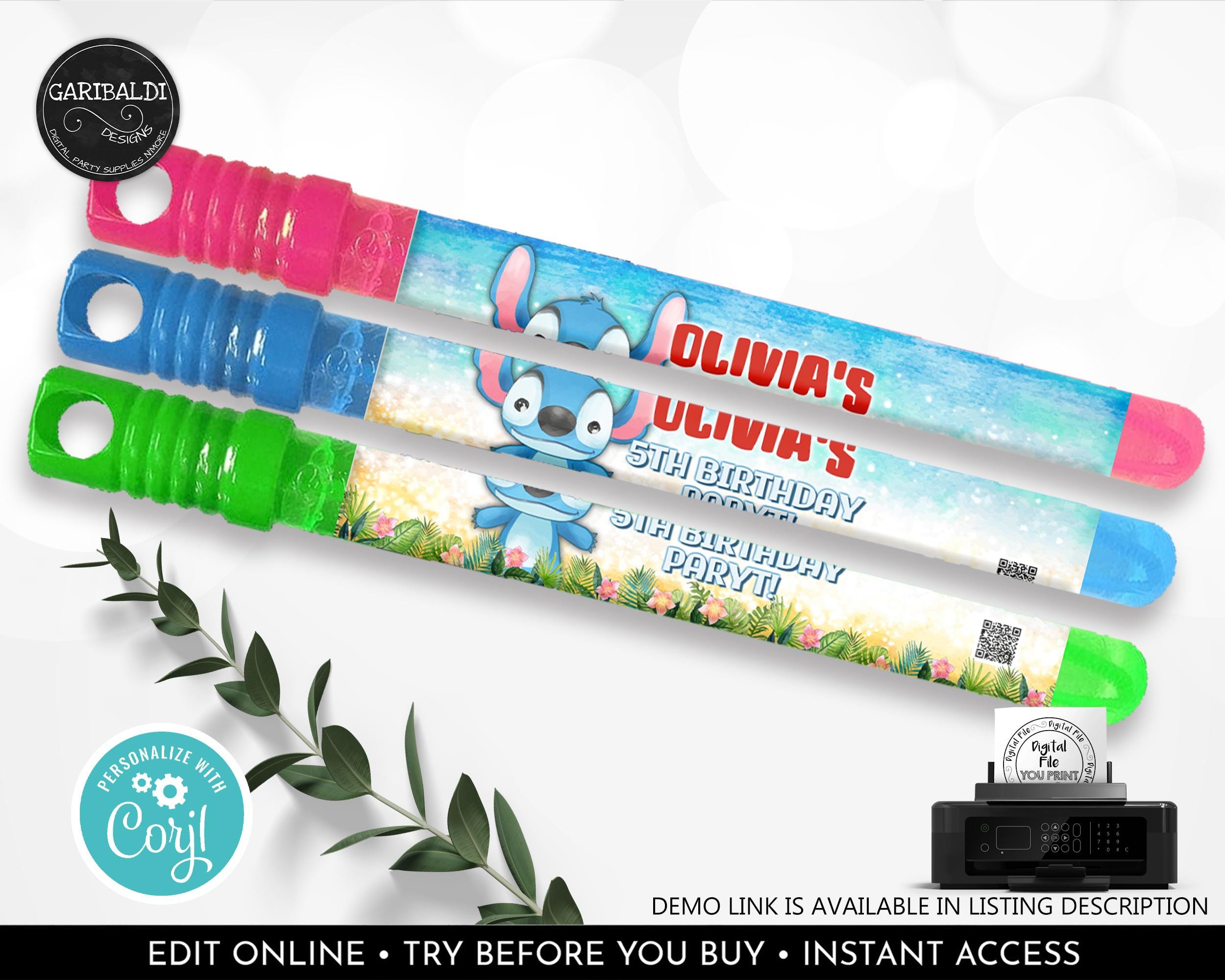 Editable Hawaiian Wand Bubble Labels Stitch Bubble Wand Label Tropical ...