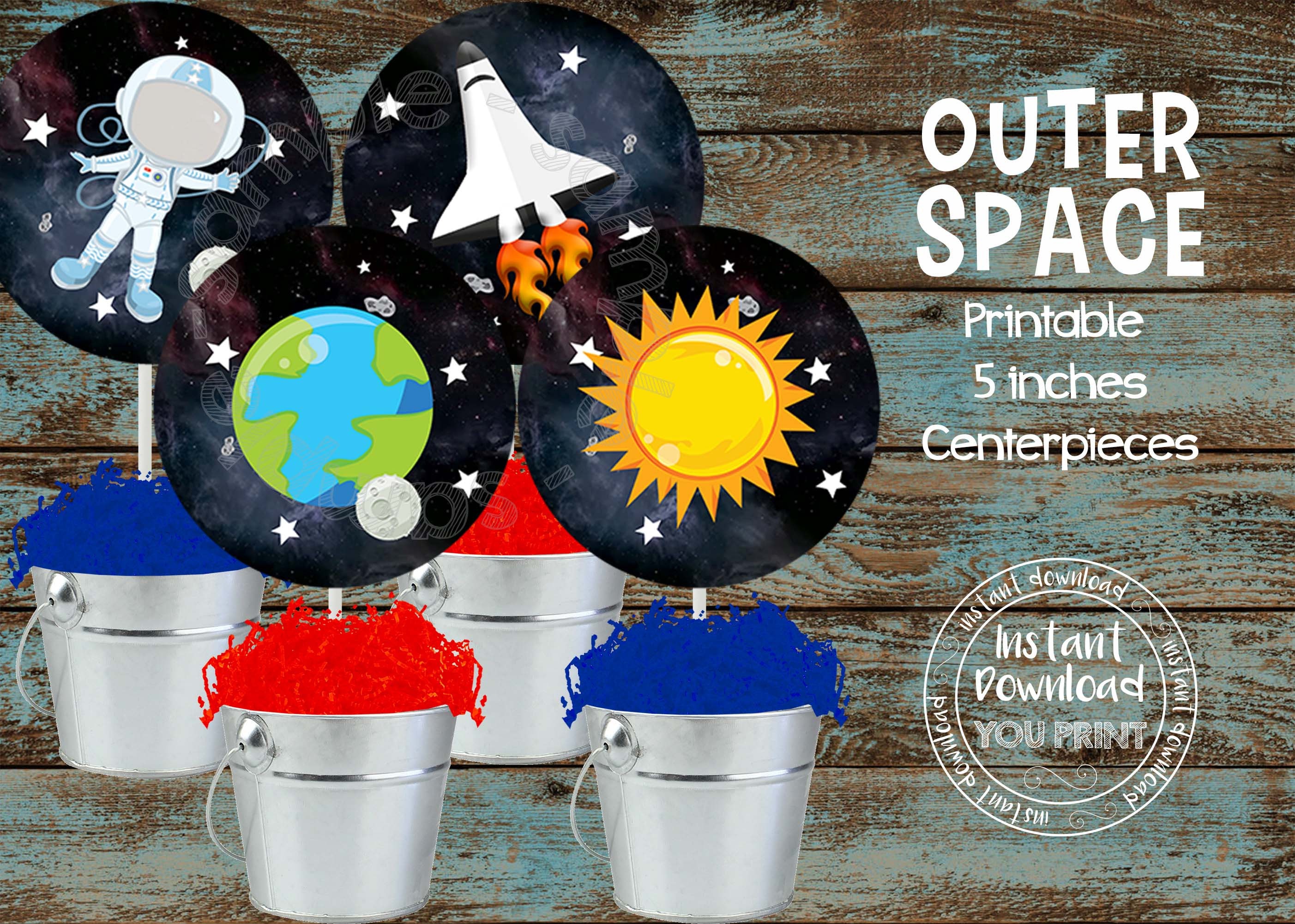Printable Outer Space Centerpieces, Outer Space Decorations, Outer ...
