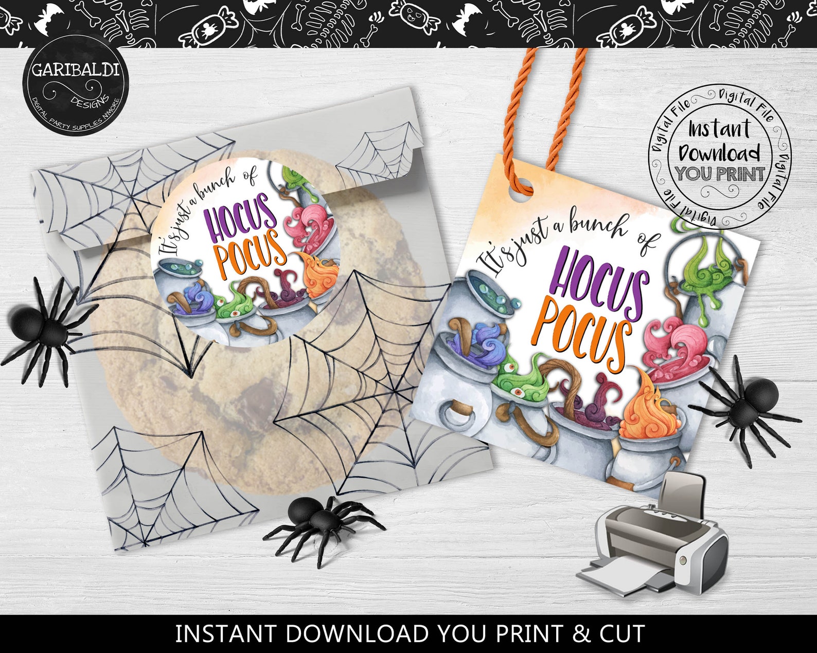 INSTANT DOWNLOAD Halloween Hocus Pocus Tags Halloween Gift Tag - Etsy