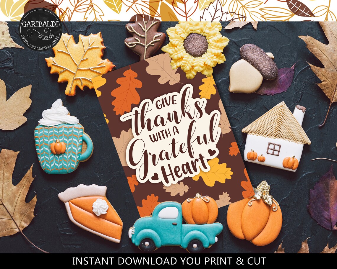 Printable Thanksgiving Cookie Card Printable Cookie Card Holder Instant ...