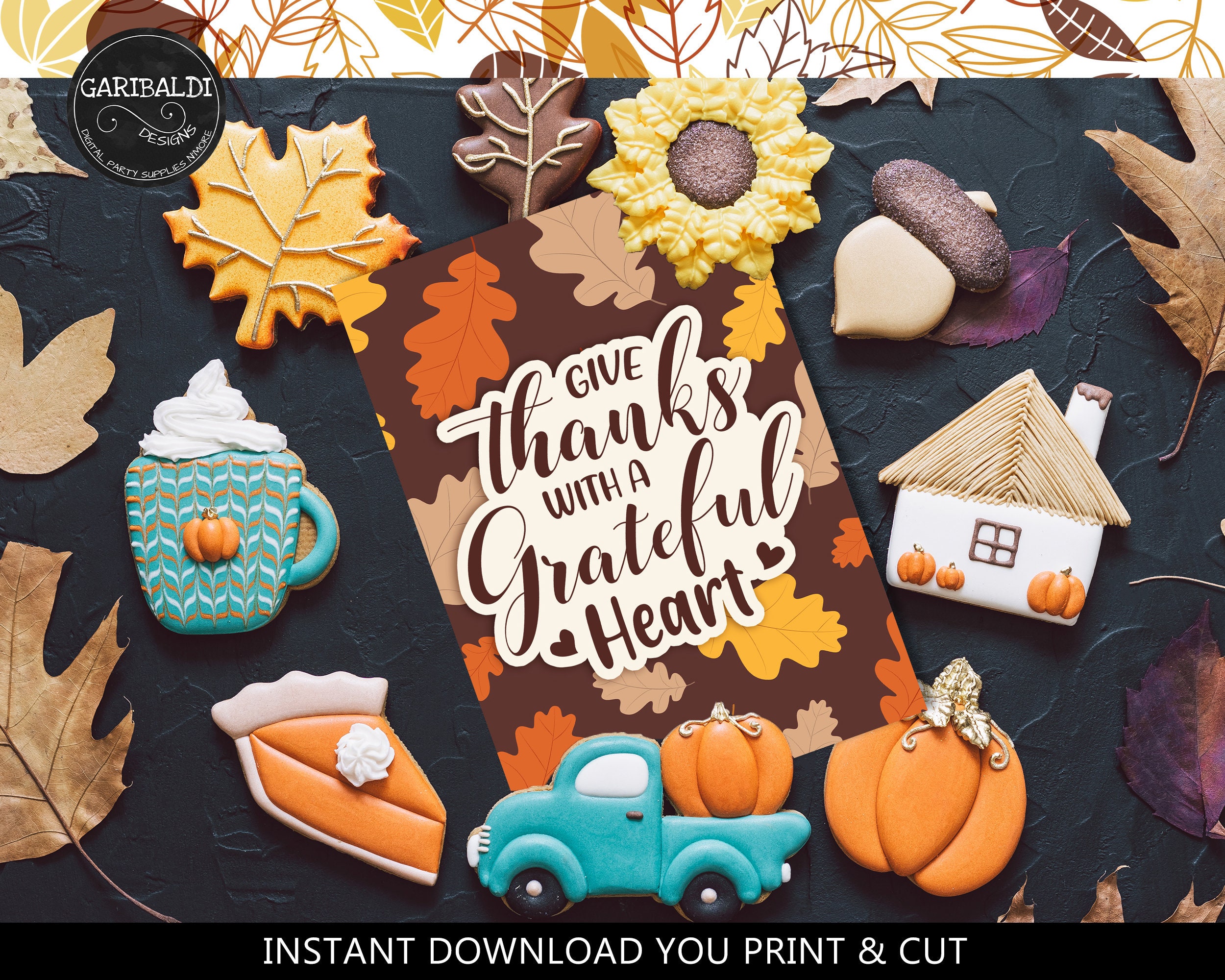 Printable Thanksgiving Cookie Card Printable Cookie Card Holder Instant ...