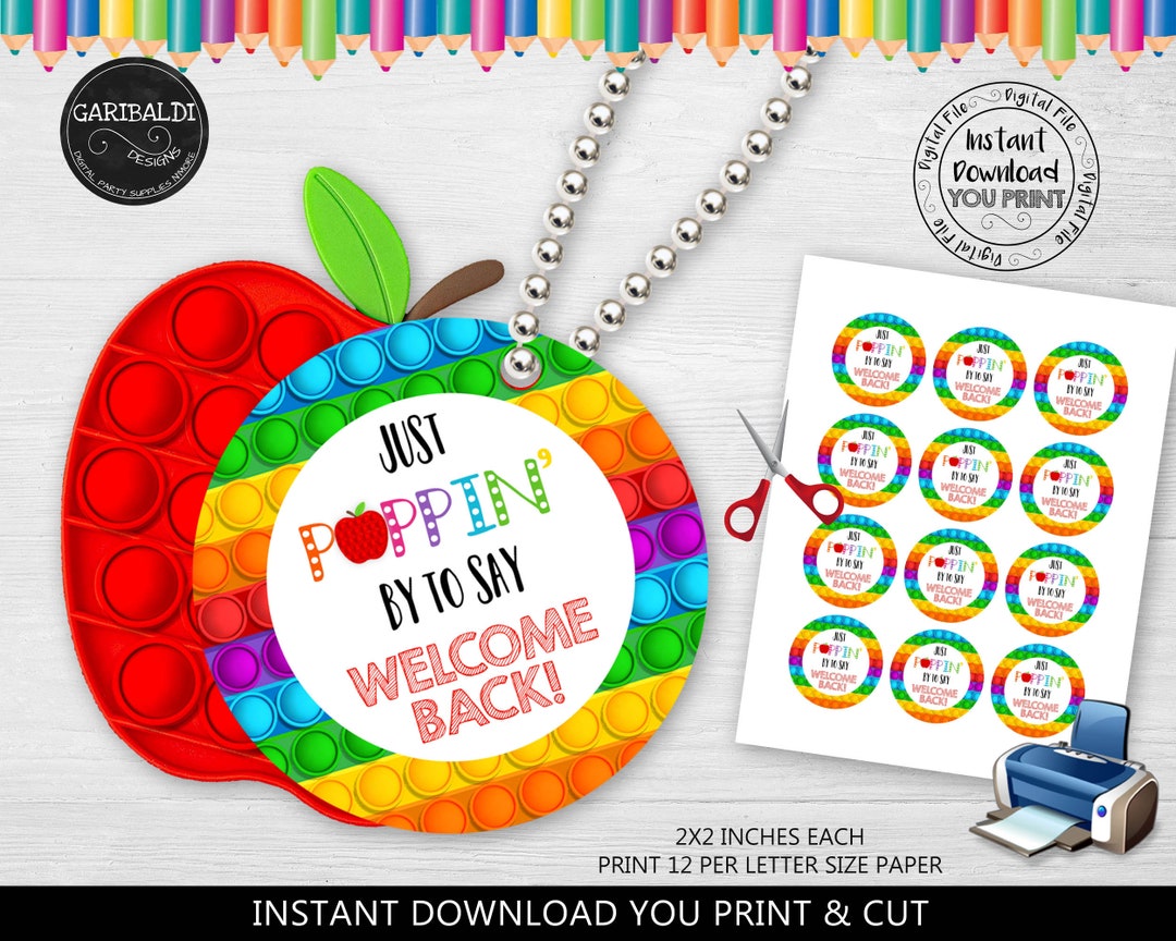 Back to School Gift Tag School Open House Pop Bubble Favor Tag ...