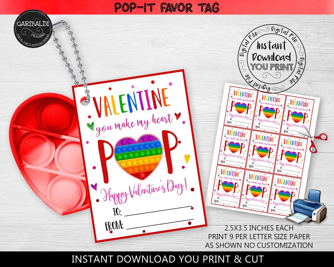 You Make My Heart Pop Valentine's Day Gift Tag Valentines Day Pop ...