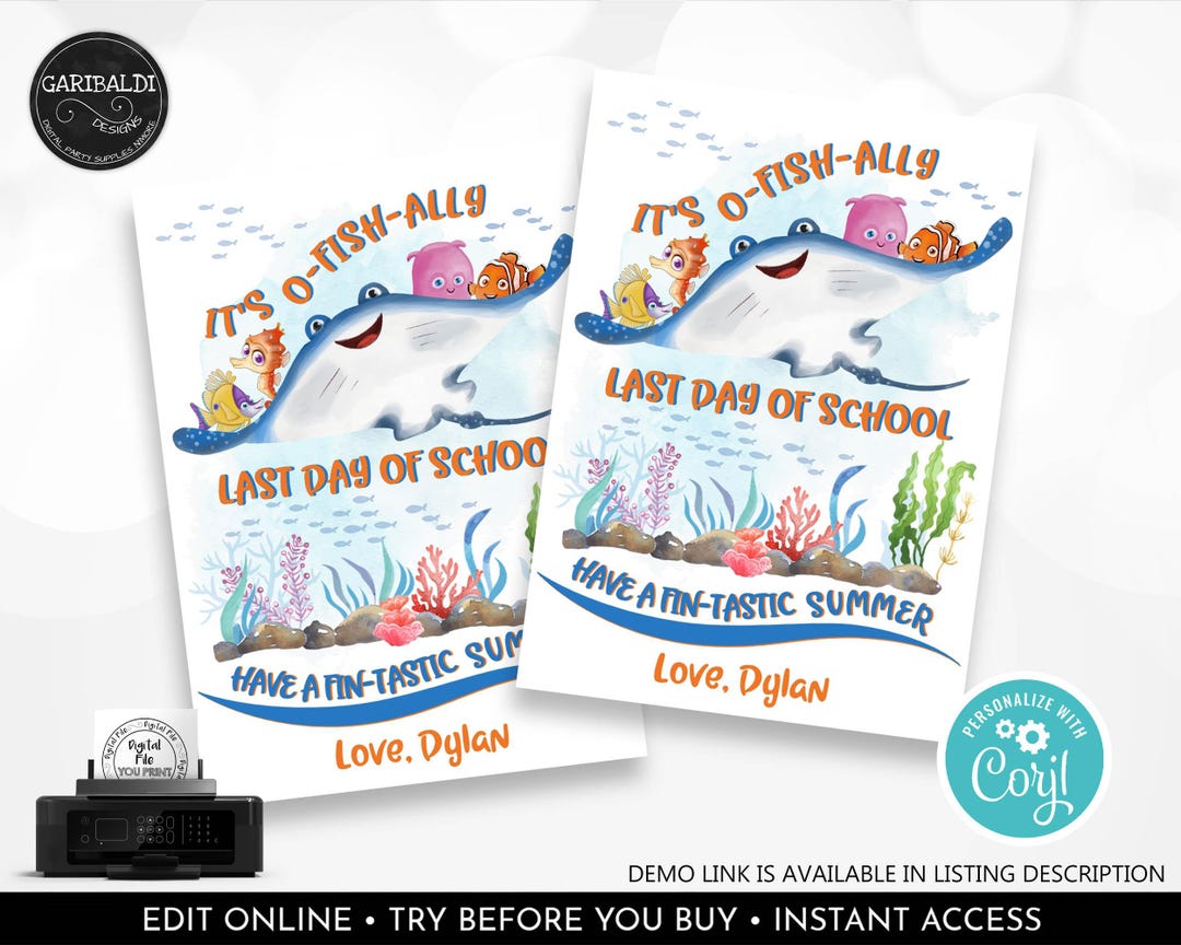 Editable O-fish-ally Summer Tag Last Day of School End of Year Fish ...