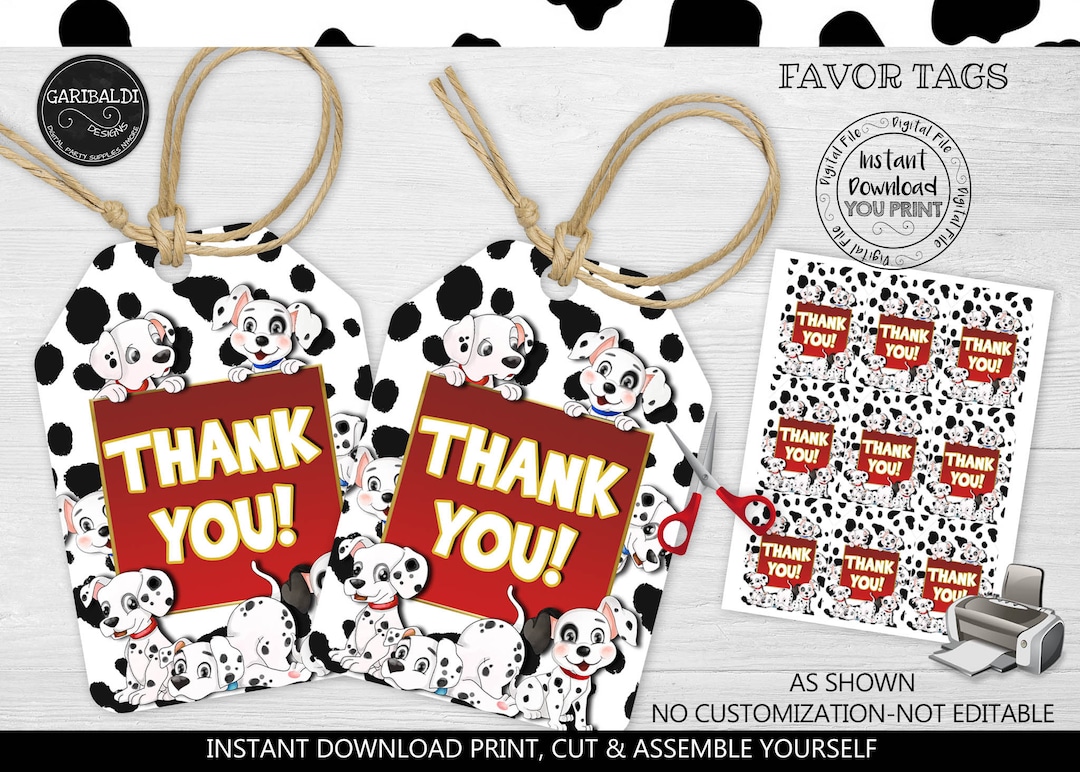 Instant Download Dalmatians Favor Tags Printable Dalmatians Gift Tags ...