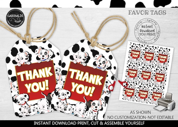 Instant Download Dalmatians Favor Tags Printable Dalmatians - Etsy