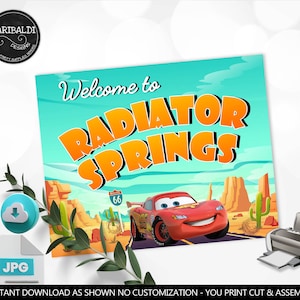 Welcome to Radiator Springs Sign Cars Birthday Party Welcome Sign ...
