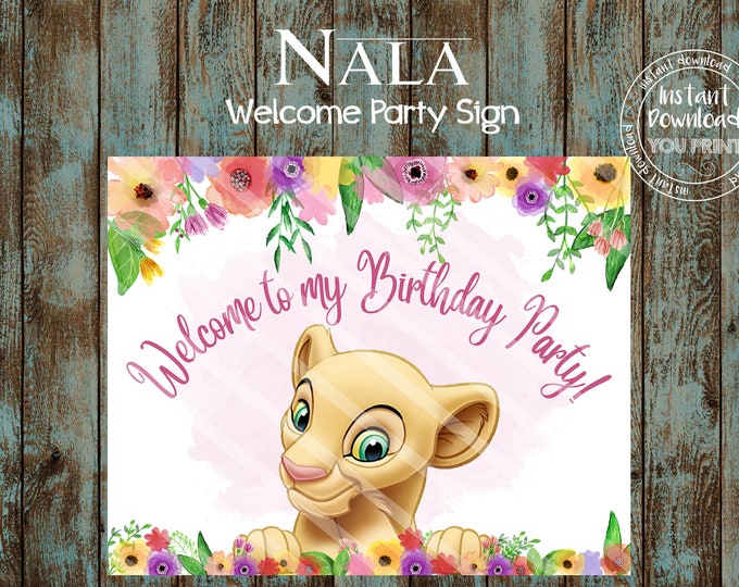 Printable Nala Lion King Welcome Sign, Nala Lion King Birthday Sign ...