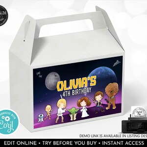 Editable Space Wars Gable Box Label Outer Space Gift Labels Star Space ...