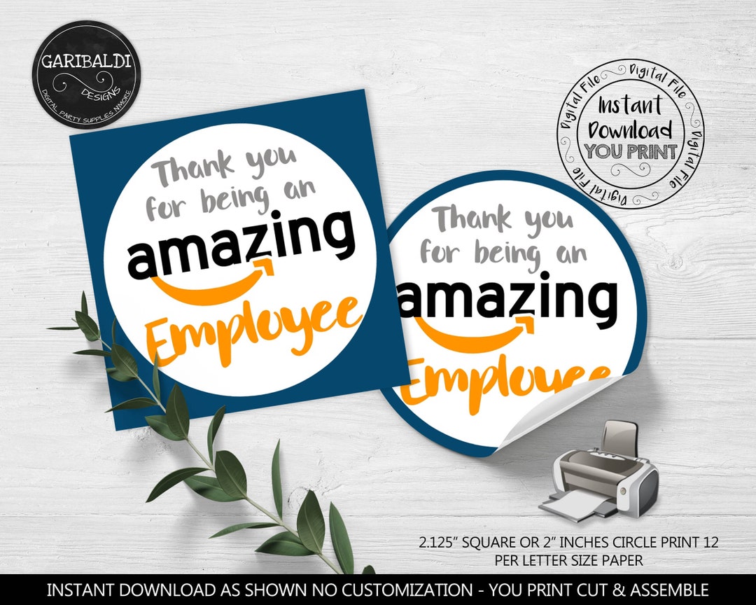 Instant Download Thank You for Being Are an Amazing Employee Gift Tag ...