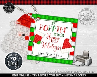 Christmas Pop It Tag Poppin Christmas Teacher School Gift - Etsy