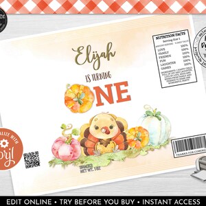 Editable Little Turkey Chip Bag Wrapper Printable Potato Chip Bag ...