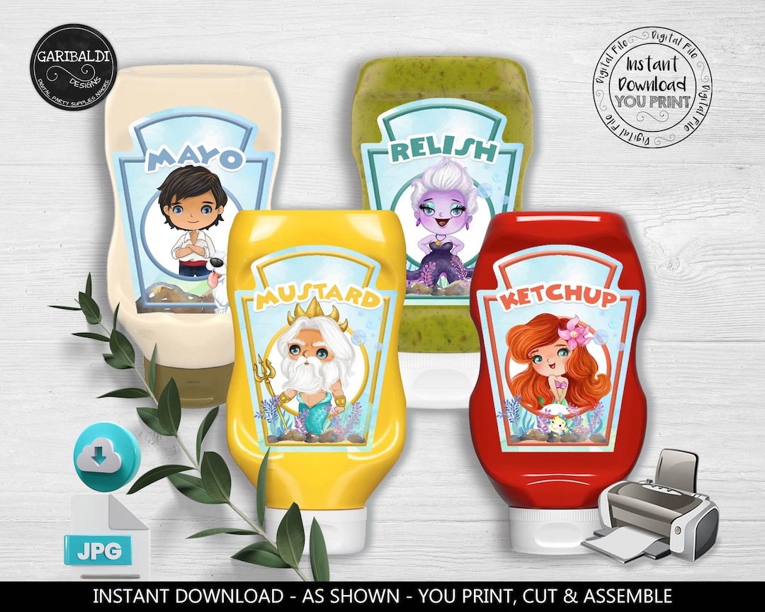 Instant Download Condiment Labels Printable Mayo Ketchup Mustard Relish ...