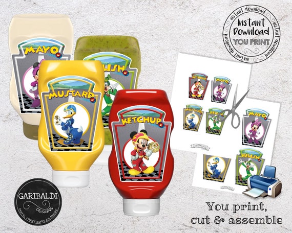 Instant Download Condiment Labels Printable Mayo Ketchup | Etsy