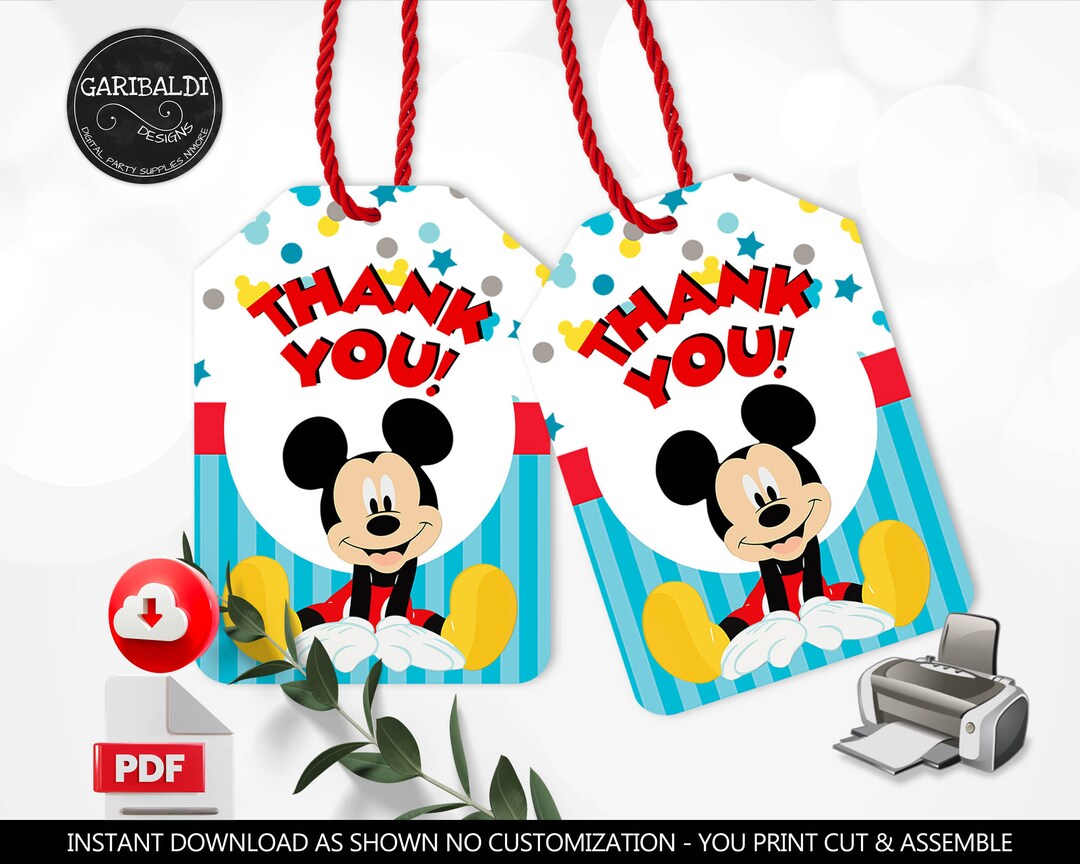 Instant Download Mickey Favor Tags Printable Mickey Party Tags Mickey ...
