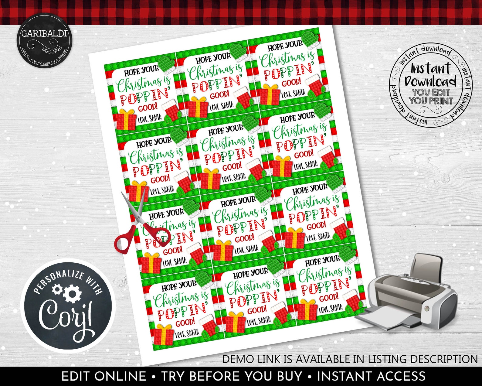 Editable Pop It Gift Tag Pop It Christmas Tag Poppin Good - Etsy
