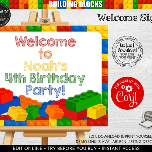 Building Blocks Welcome Sign Reception Blocks Birthday - Etsy