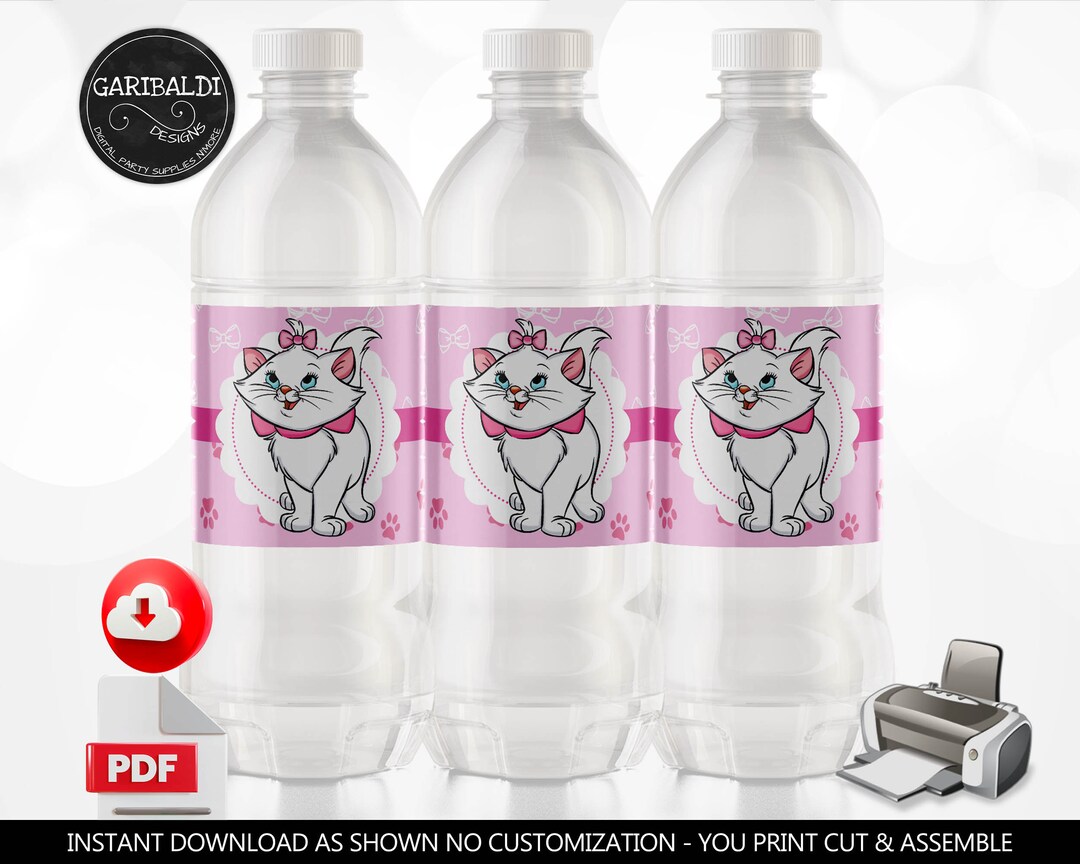 Cat Marie Water Labels Printable Marie Bottle Labels Instant Download ...