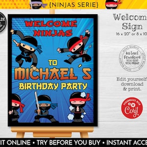 Editable Ninja Welcome Sign Instant Download Birthday Party Welcome ...