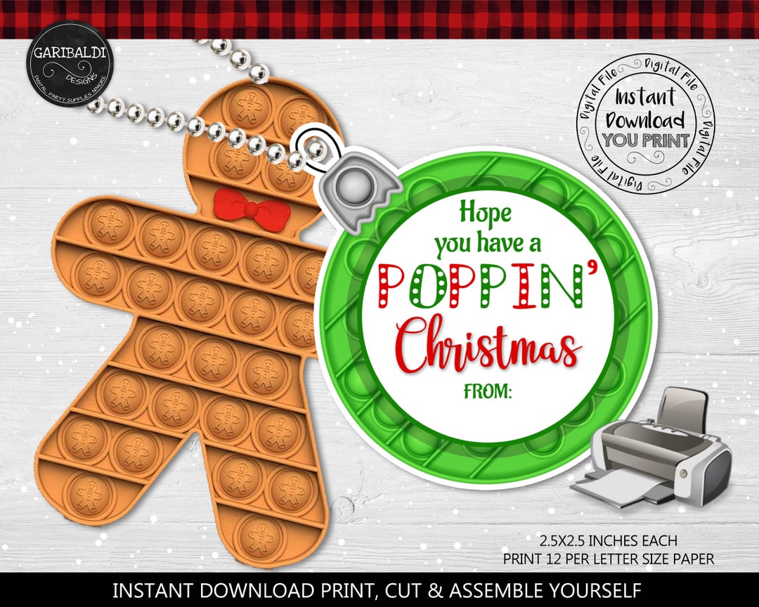 INSTANT DOWNLOAD Pop It Gift Tags Christmas Favor Tags Holiday - Etsy