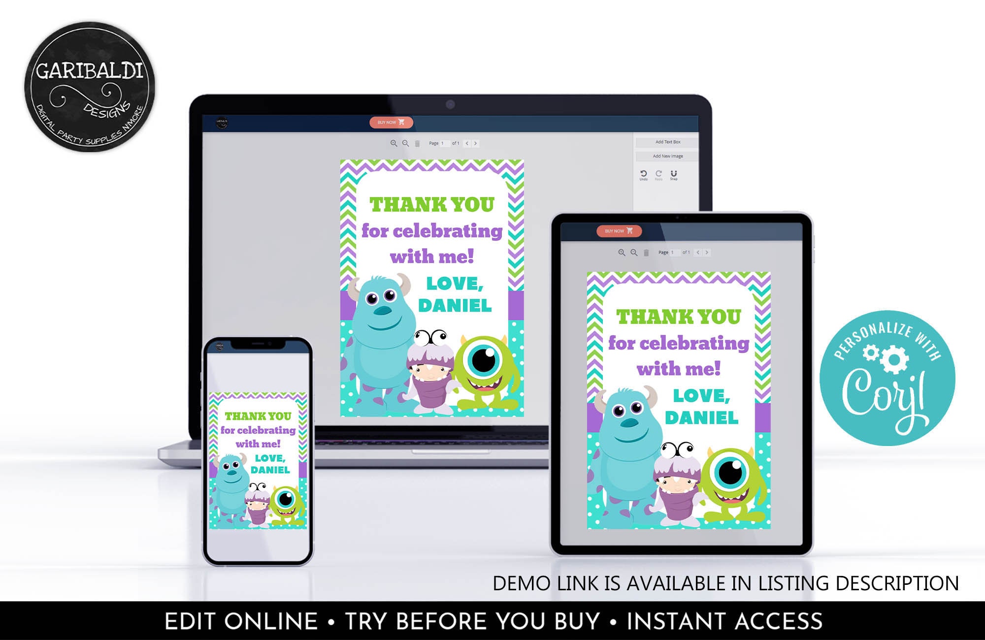 Editable Monsters Favor Tag Little Monster Gift Tag Monster Baby Shower ...
