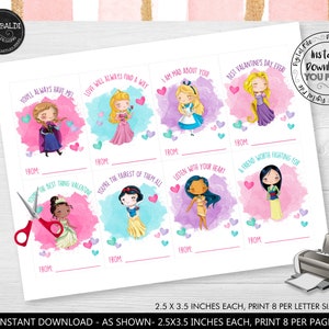 Printable Princess Valentine Cards Kids Valentine Cards School ...