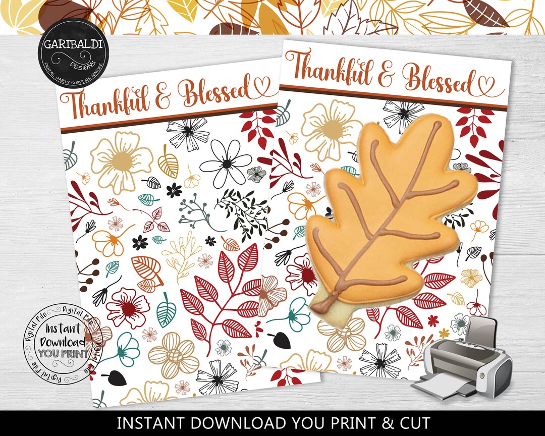 Printable Thanksgiving Cookie Card Printable Thankful Cookie Card ...