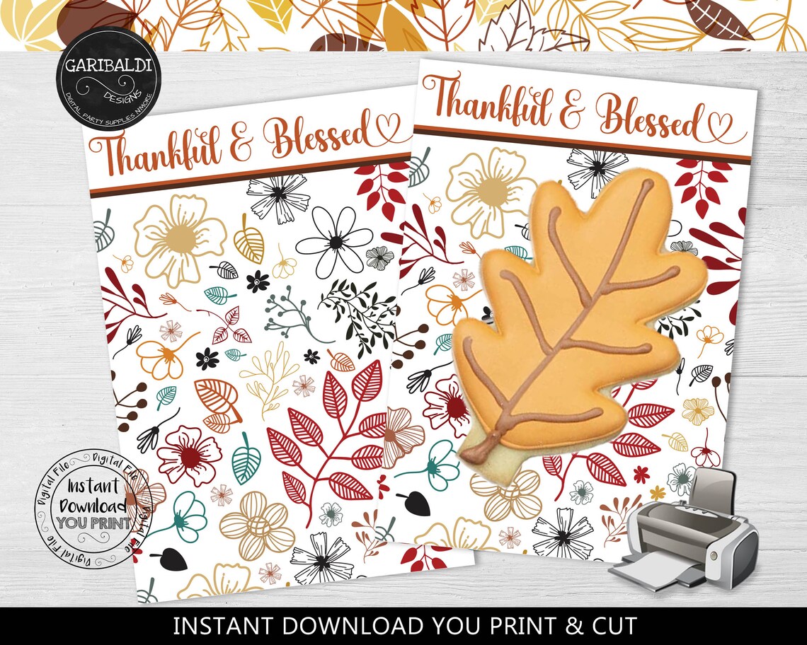 Printable Thanksgiving Cookie Card Printable Thankful Cookie - Etsy
