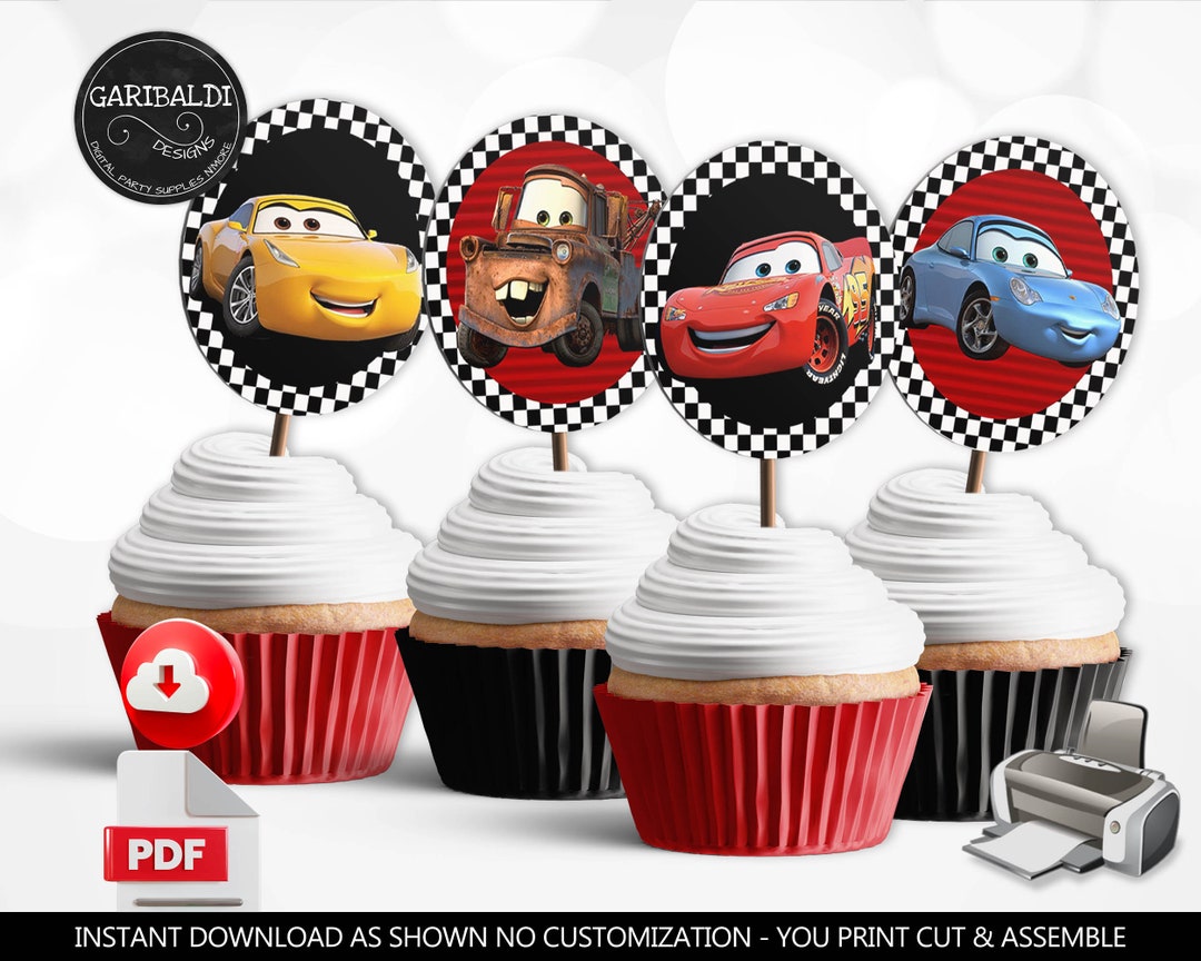 Printable Race Cars Cupcake Toppers Race Cars Cars Birthday Party ...