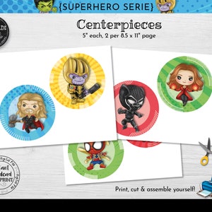 Superhero Centerpieces Instant Download Superheroes Cake Topper ...