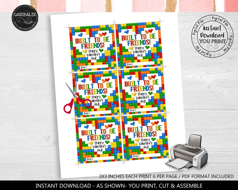 Building Blocks Valentine's Day Card Built to Be Friends - Etsy