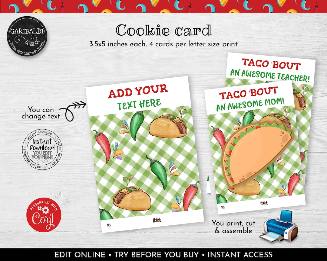Editable Mexican Fiesta Cookie Card, Cinco De Mayo Cookie Card ...