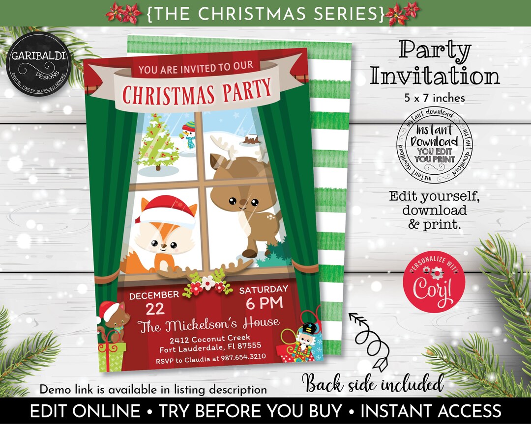 Editable Christmas Party Invitation Printable Christmas - Etsy