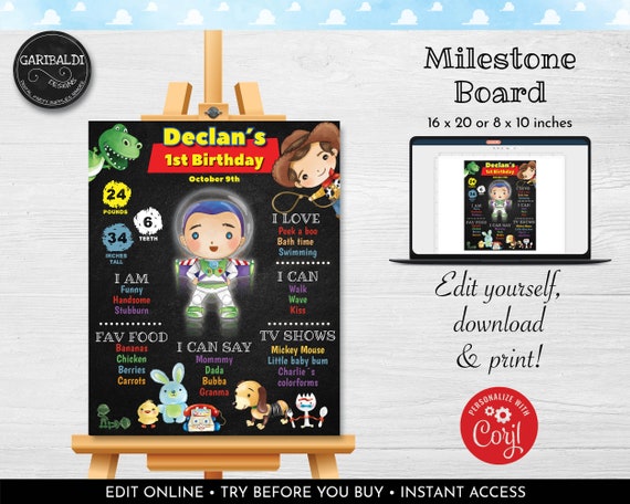 Editable Toy Story Milestone Board Toy Story Birthday Poster | Etsy