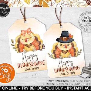 Editable Thanksgiving Gift Tags Happy Thanksgiving Favor Tag Printable ...