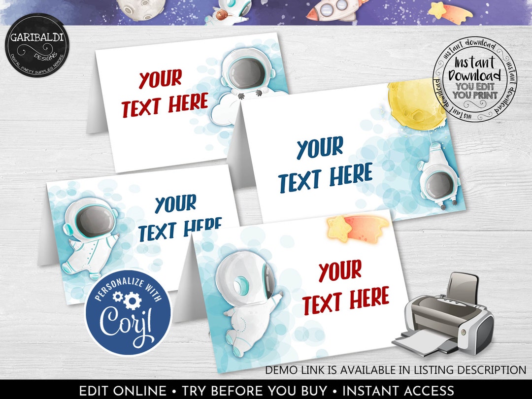 Editable Outer Space Food Labels Printable Baby Astronaut Place Cards ...