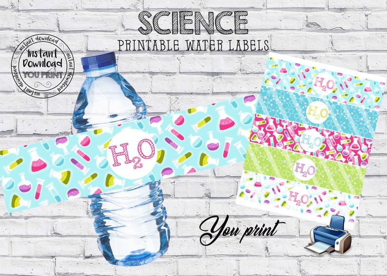Printable Science Water Bottle Labels, Science Party Water Labels ...