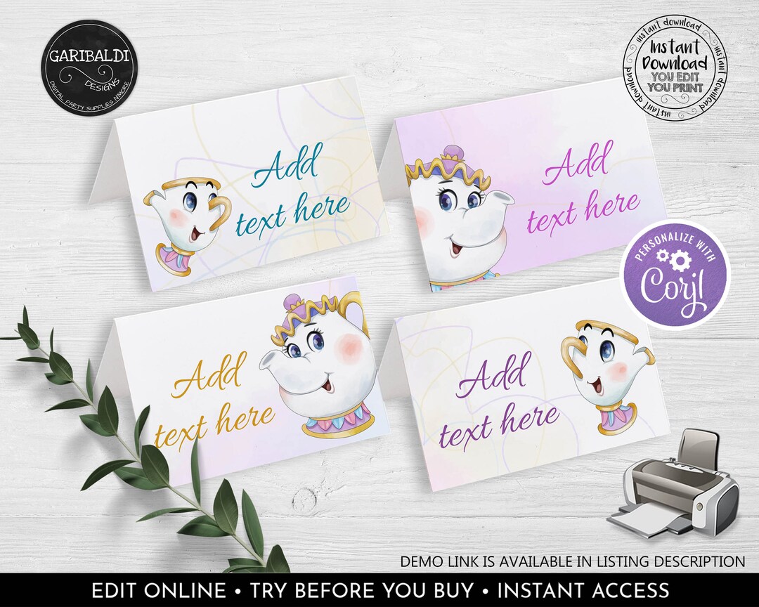 Editable Mrs. Potts and Chip Food Labels Something There That Wasn't ...