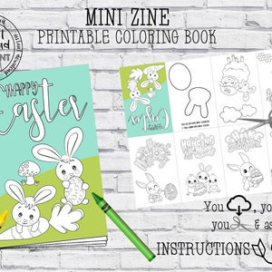 Printable Easter Coloring Page Mini Book, Easter Mini Zine Coloring ...