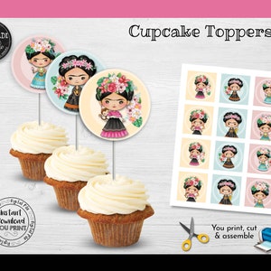Instant Download Fiesta Cupcake Toppers Printable Mexican Fiesta Labels ...