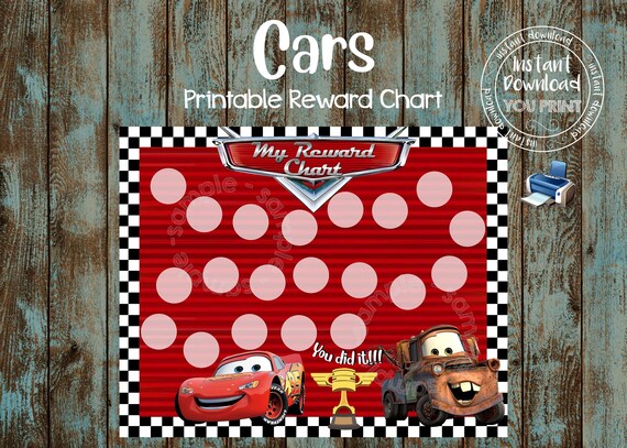 Instant download Reward Chart Race Cars Printable Chart Potty | Etsy