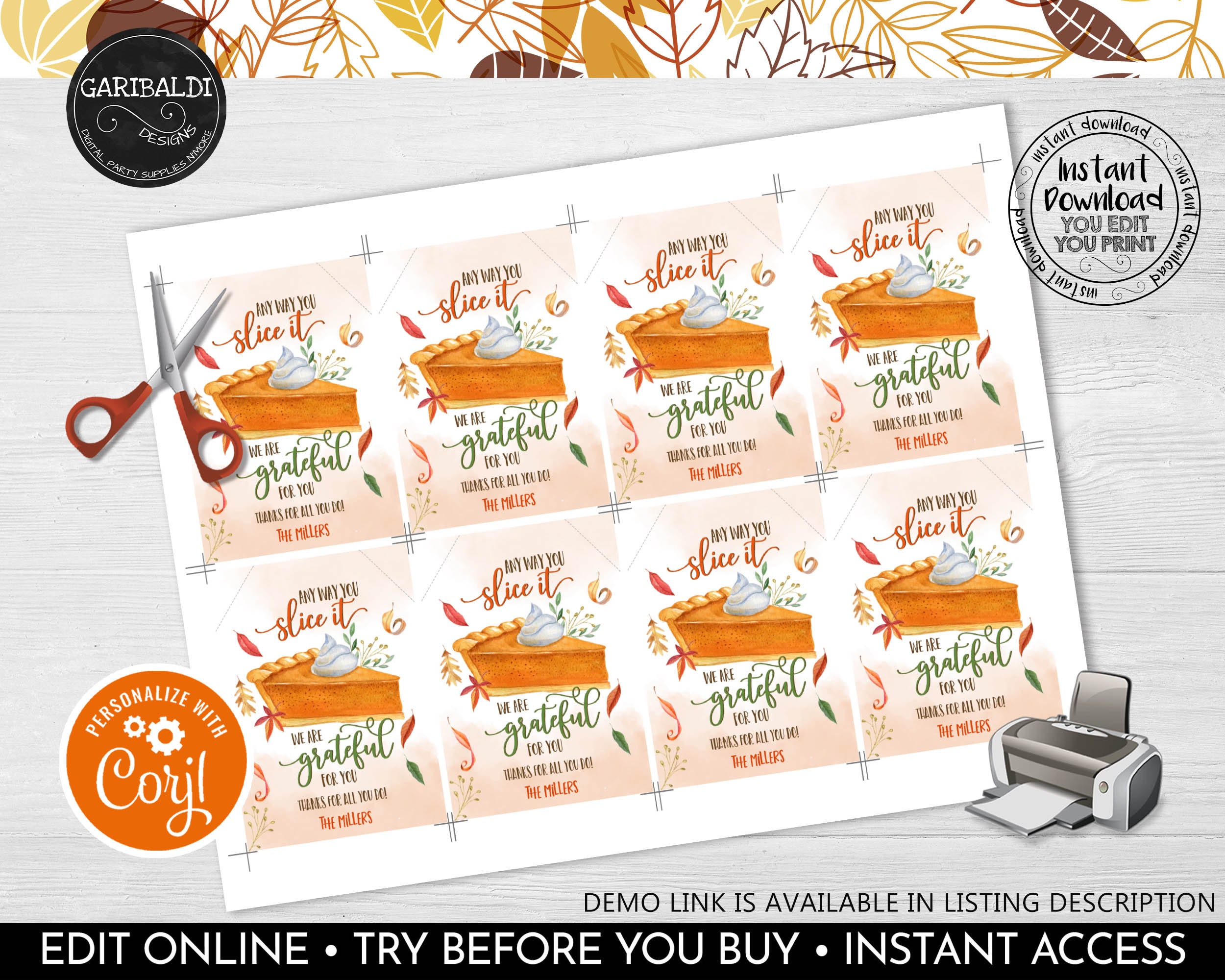 Editable Thanksgiving Favor Tags Thanksgiving Gift Tags Printable ...